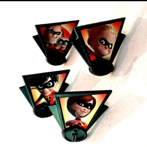 Disney | Jewelry | 4 Disney Pixar The Incredibles Black Plastic Toy ...